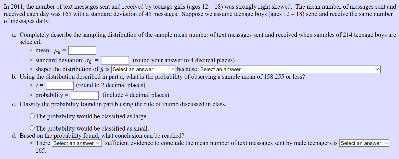 Solved In 2011 The Number Of Text Messages Sent And