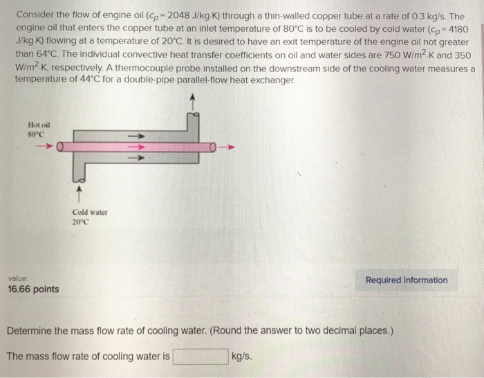Consider the flow of engine oil (Cp 2048 J/kg K) | Chegg.com