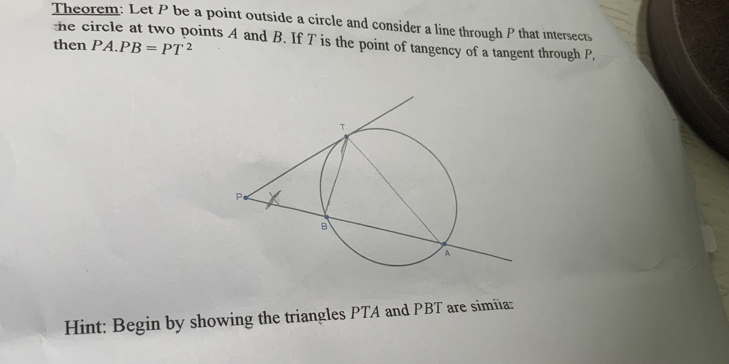 Solved Theorem: Let P be a point outside a circle and | Chegg.com