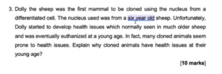 Solved 3. Dolly the sheep was the first mammal to be cloned | Chegg.com