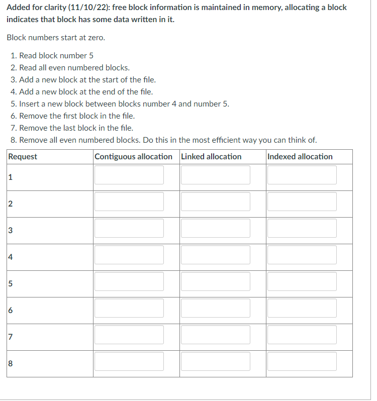 Solved A file has 10 blocks. For each of the following | Chegg.com
