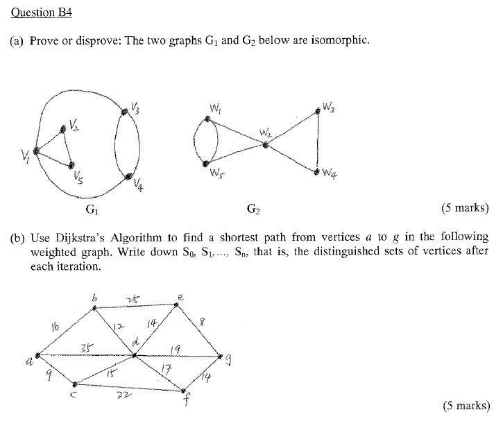 Solved Question B4 (a) Prove or disprove: The two graphs G | Chegg.com