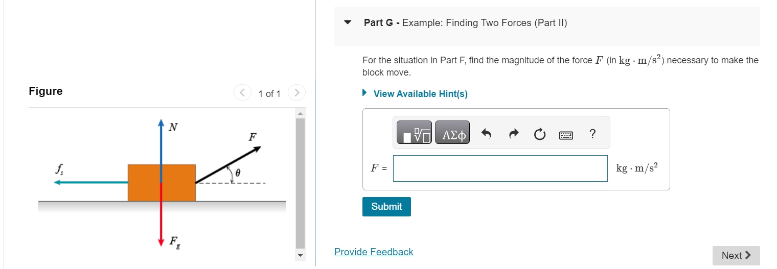 Part G - ﻿Example: Finding Two Forces (Part | Chegg.com