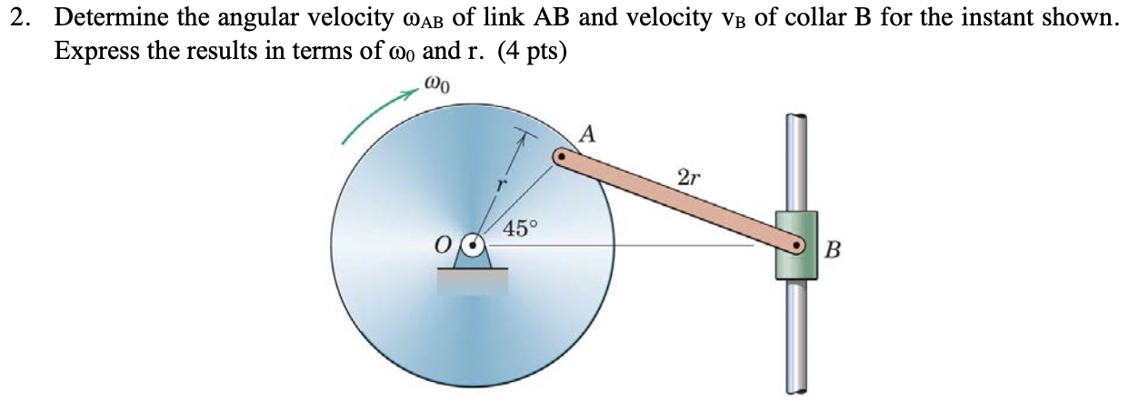 Solved 2. Determine the angular velocity @AB of link AB and | Chegg.com