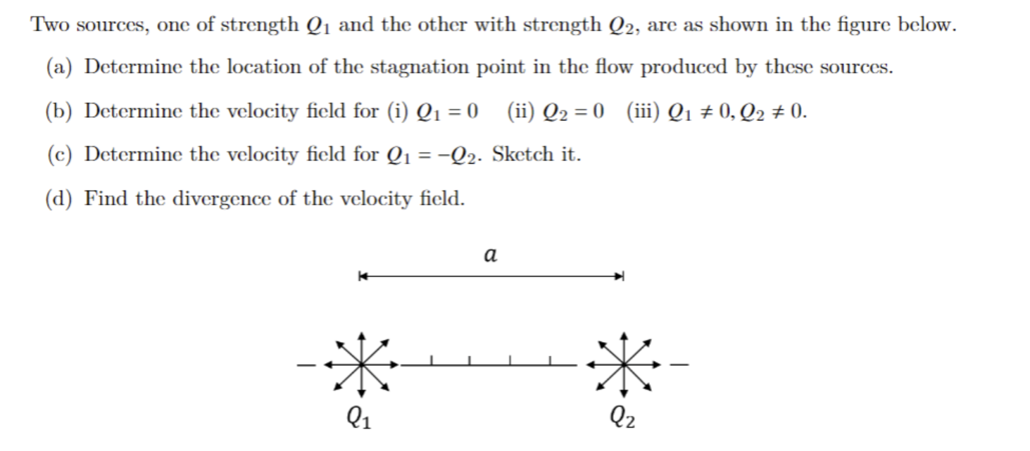 Solved Two sources, one of strength Qı and the other with | Chegg.com
