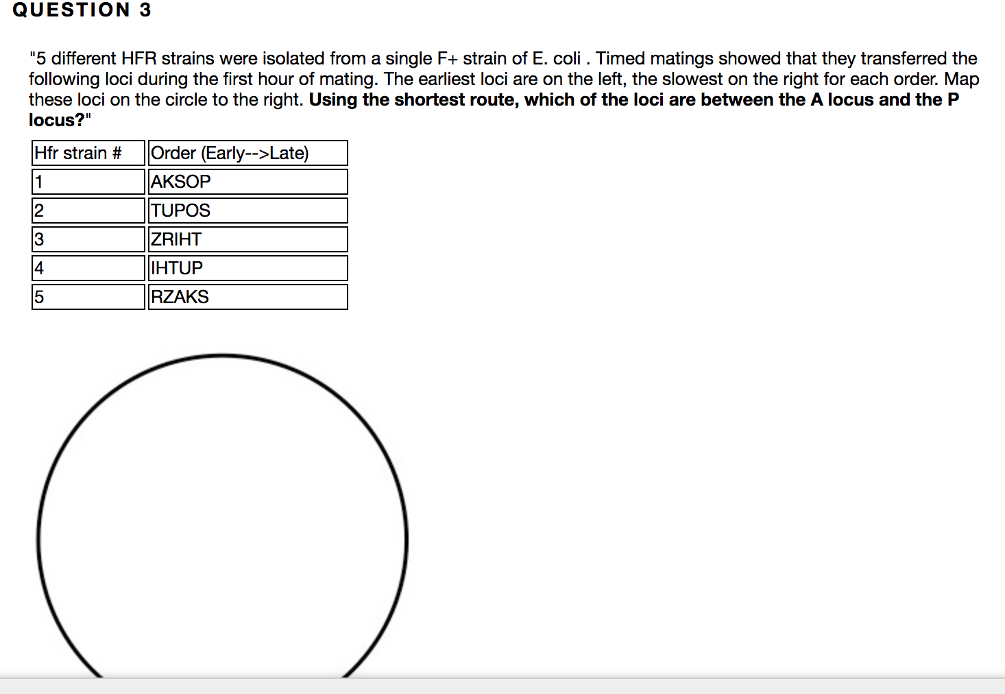 Solved QUESTION 3 "5 different HFR strains were isolated | Chegg.com