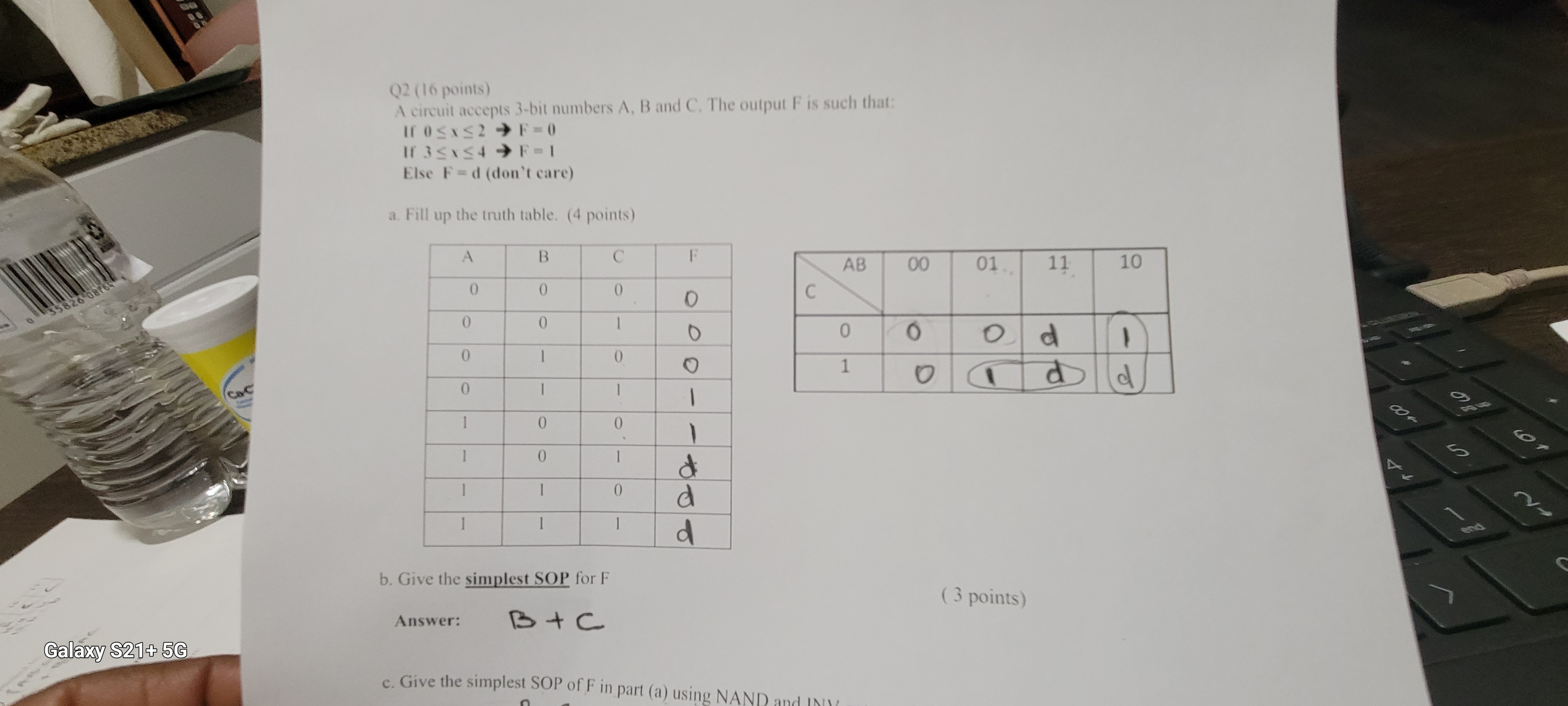 Q2 (16 points) A circuit accepts 3 -bit numbers A,B | Chegg.com