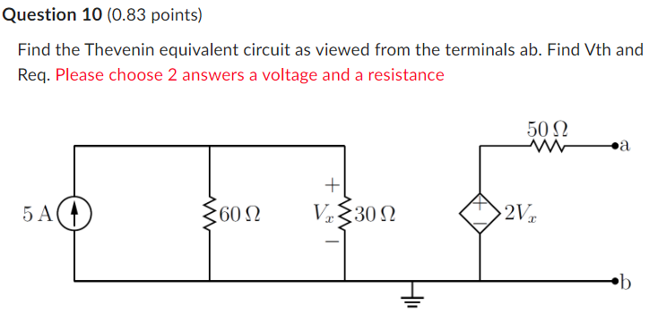 Solved Find the Thevenin equivalent circuit as viewed from | Chegg.com