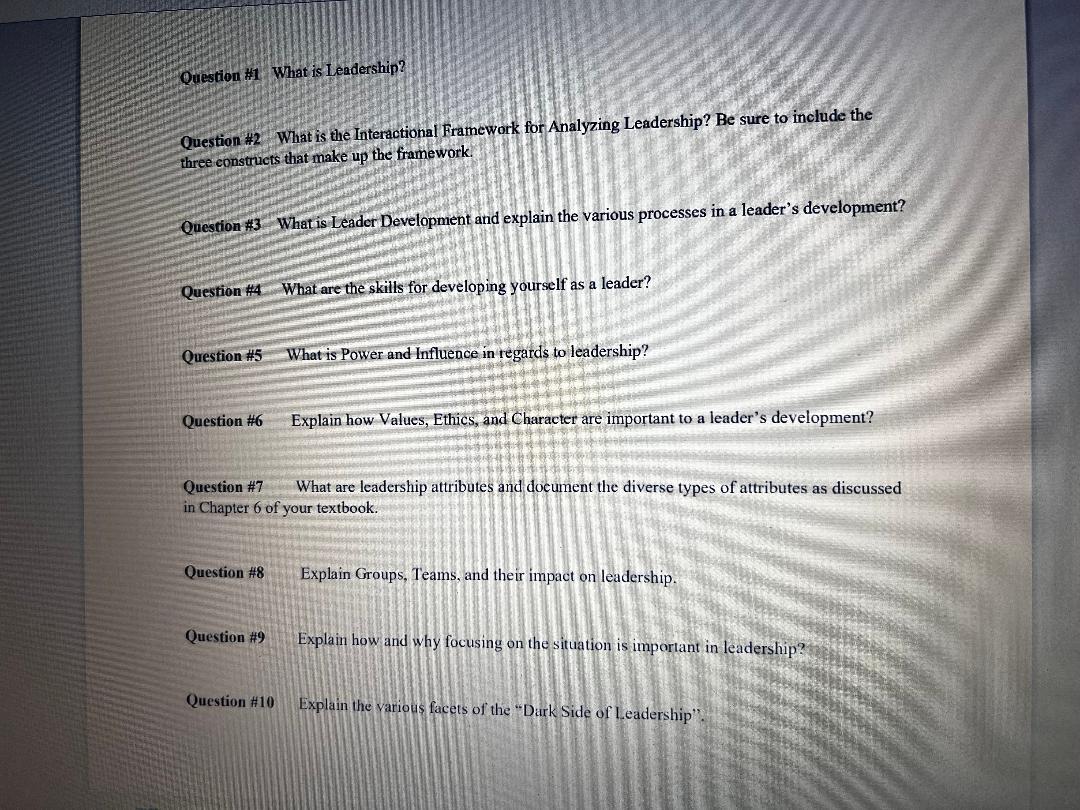 Solved Question $1 What is Leadership? Question \#2. What is | Chegg.com