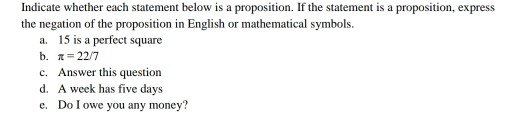 Solved Indicate whether each statement below is a | Chegg.com