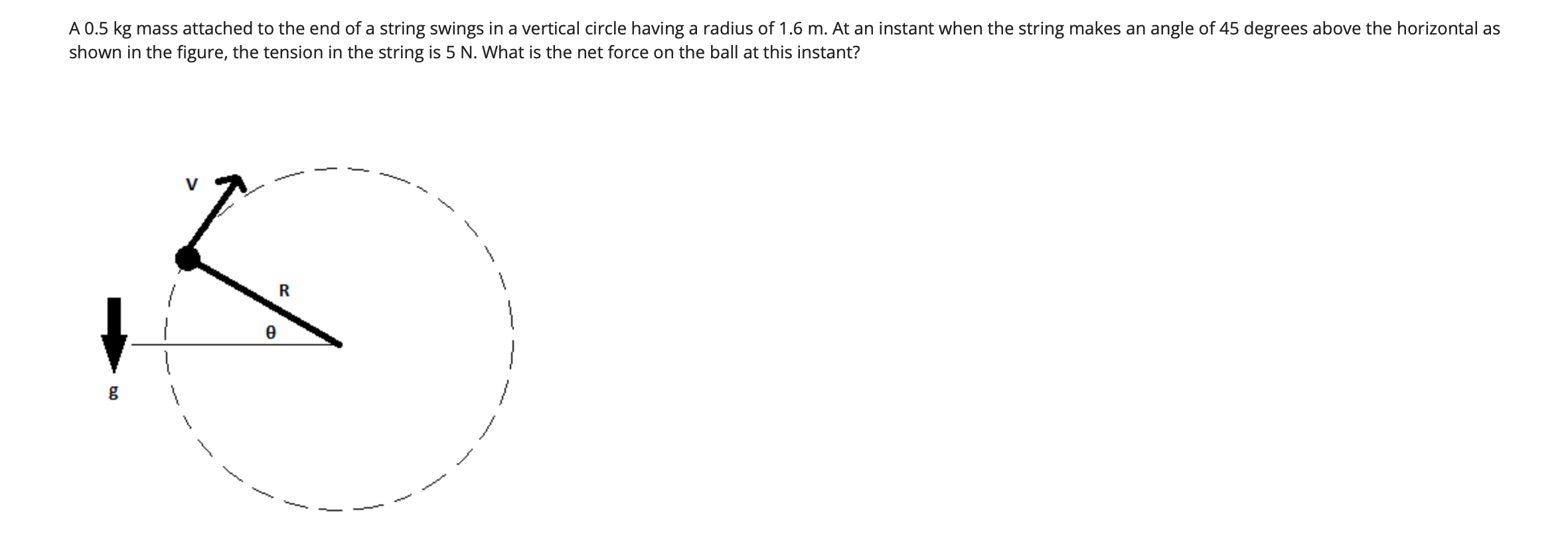 Solved A 0.5 kg mass attached to the end of a string swings | Chegg.com
