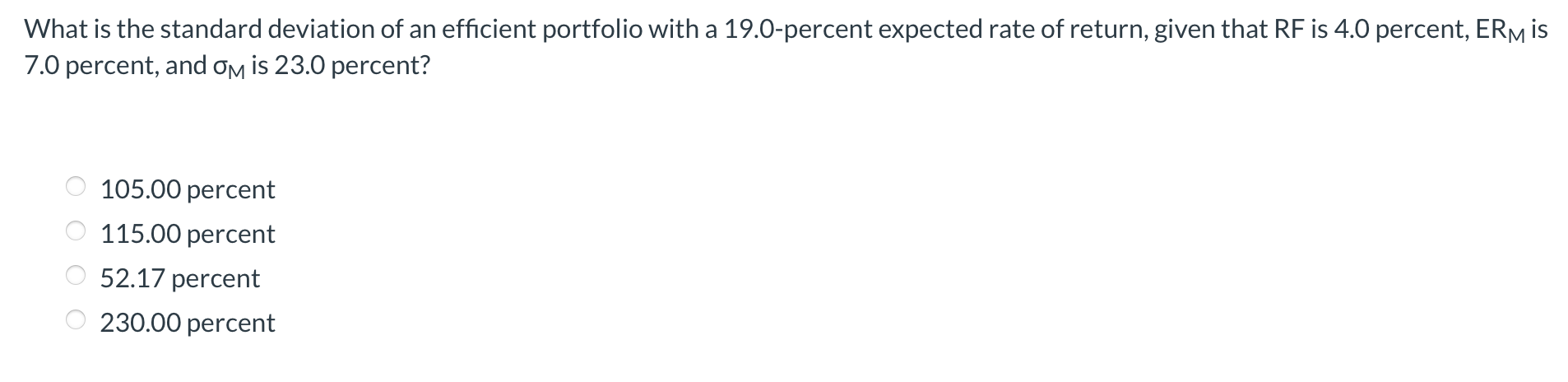 Solved What is the standard deviation of an efficient | Chegg.com