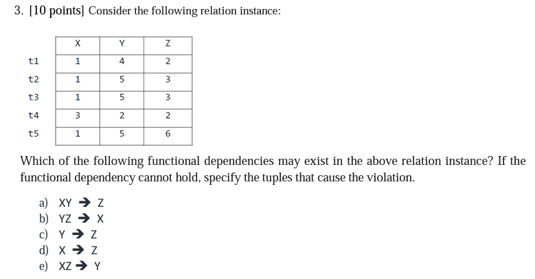 Solved 3 10 Points Consider The Following Relation 