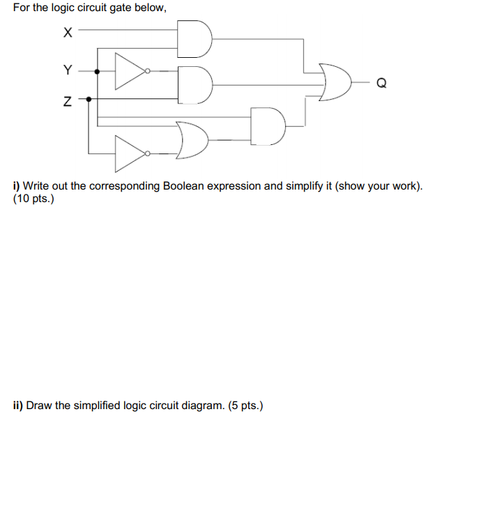 Solved For the logic circuit gate below, Х Y N i) Write out | Chegg.com