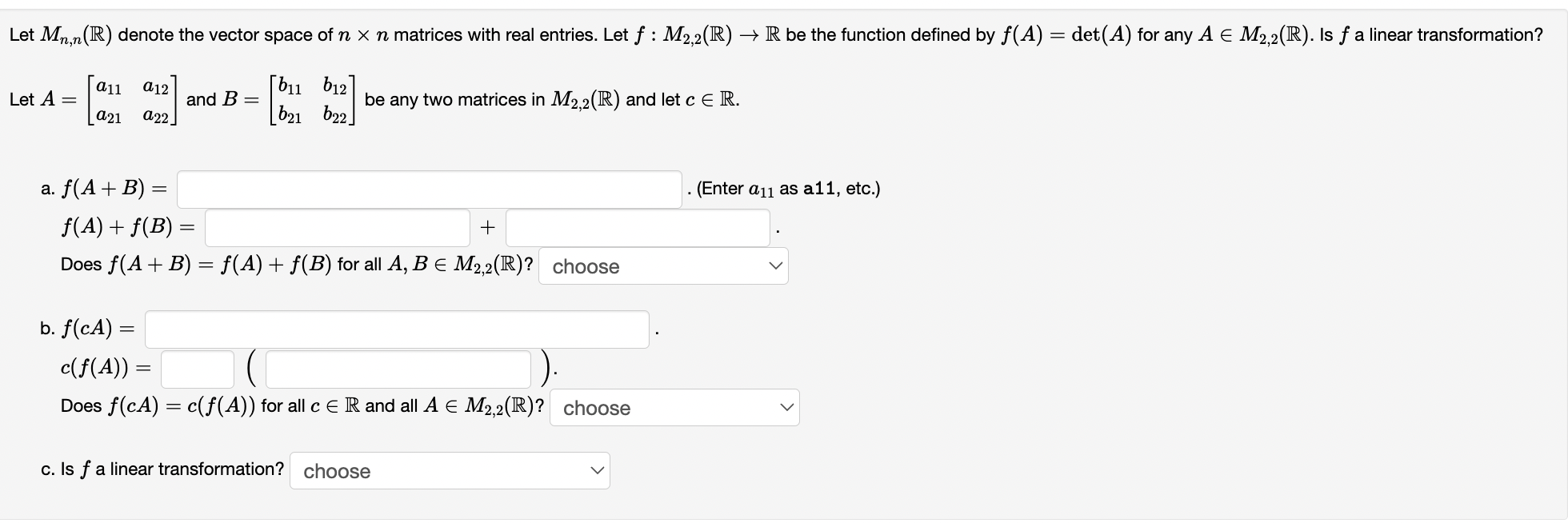 Solved Let Mn,n(R) denote the vector space of n×n matrices | Chegg.com