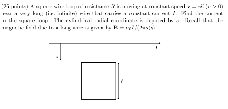 Solved (26 points) A square wire loop of resistance R is | Chegg.com