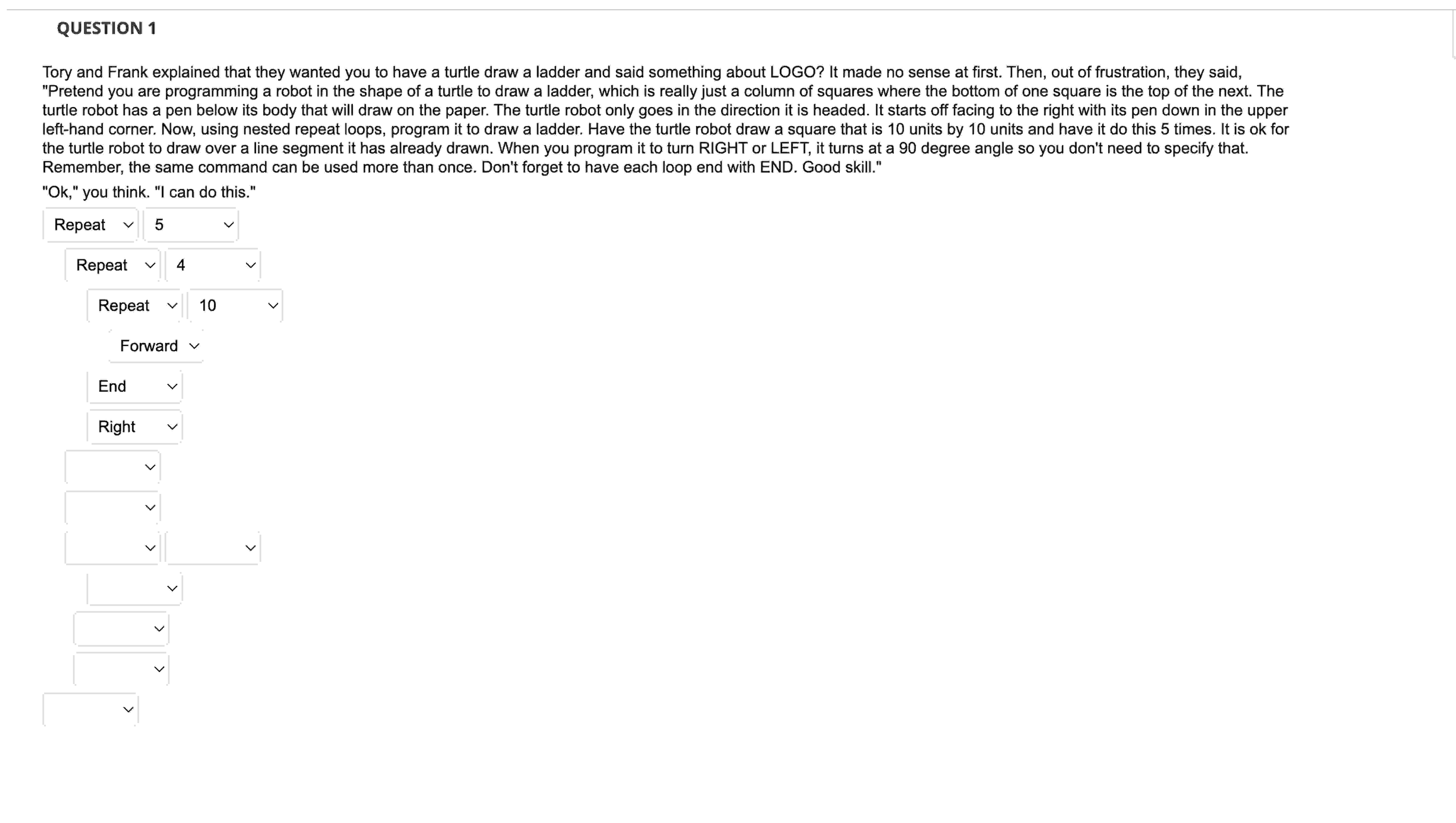 Solved QUESTION 1Tory and Frank explained that they wanted | Chegg.com