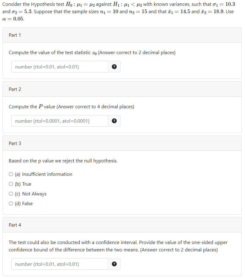 Solved Consider the Hypothesis test H0:μ1=μ2 against | Chegg.com