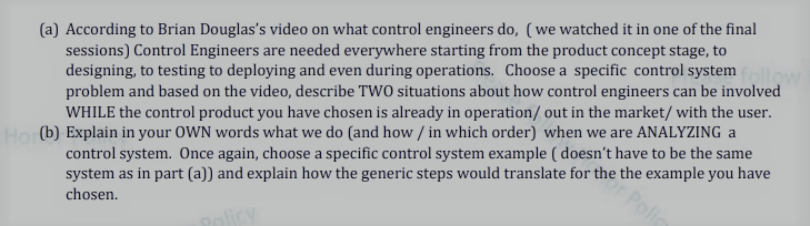 (a) According to Brian Douglas's video on what | Chegg.com