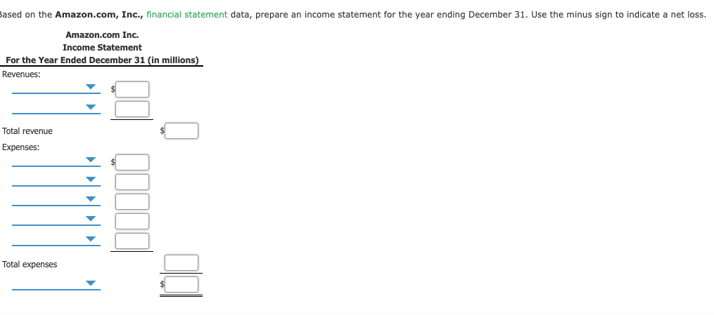 Solved Income Statement Amazon.com, Inc., (AMZN) operates as | Chegg.com