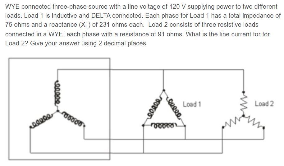 Solved WYE connected three-phase source with a line voltage | Chegg.com