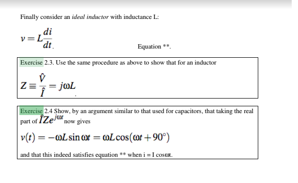 Solved Finally consider an ideal inductor with inductance L: | Chegg.com