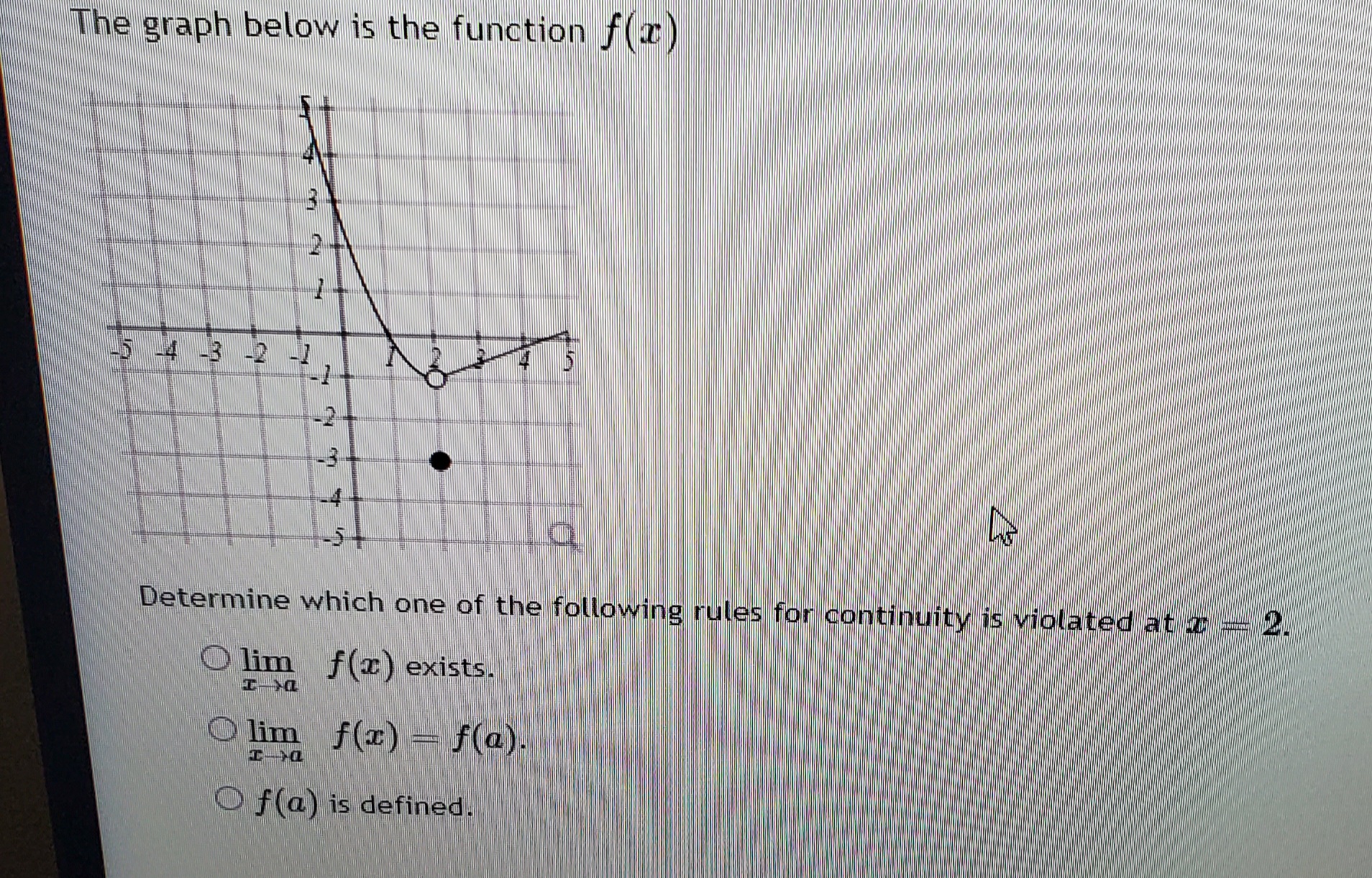 Solved The graph below is the function f(x) Determine which | Chegg.com