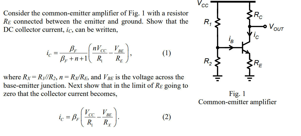 Solved CC .Rc Consider the common-emitter amplifier of Fig. | Chegg.com
