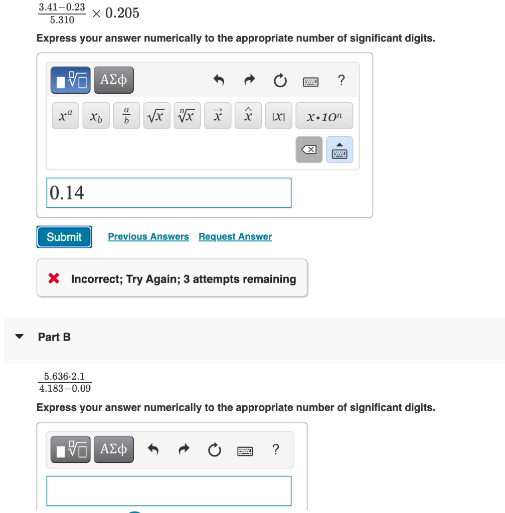 Solved 5.3103.41−0.23×0.205 Express your answer numerically | Chegg.com