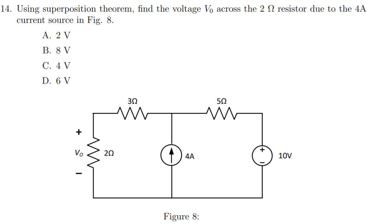 Solved 14. Using superposition theorem, find the voltage V. | Chegg.com