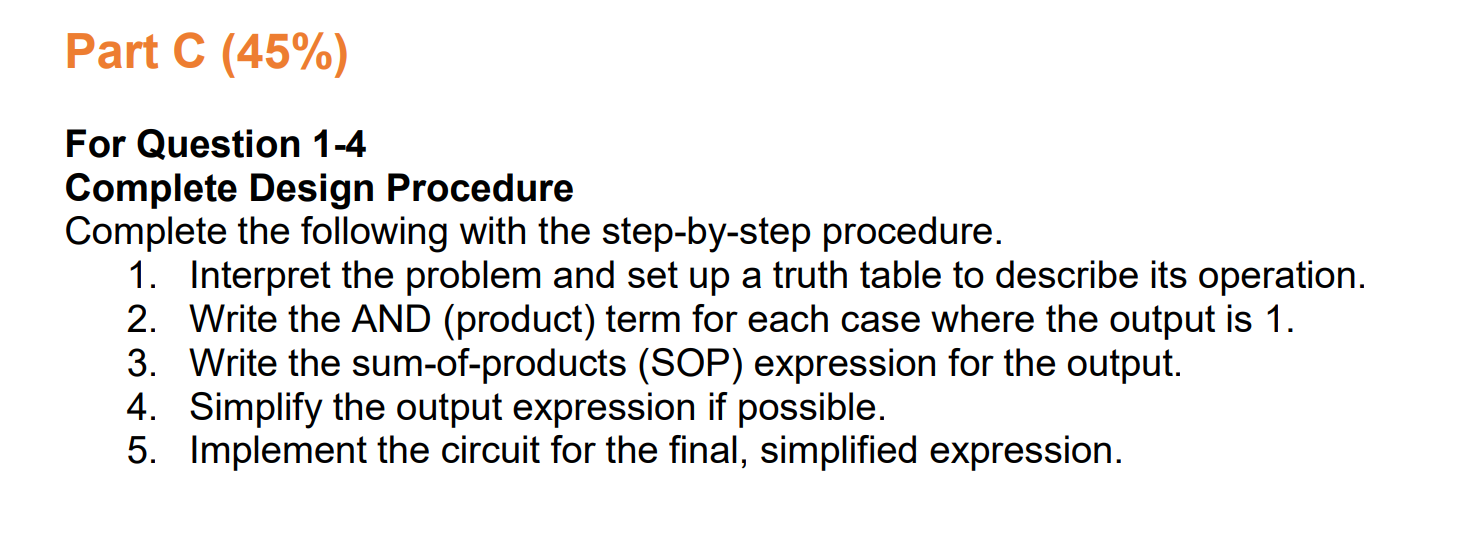 Solved For Question 1-4 Complete Design Procedure Complete | Chegg.com
