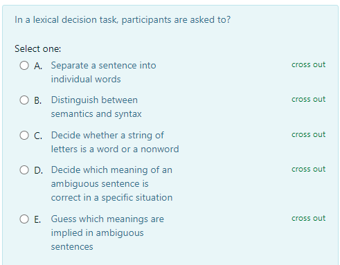 Solved In a lexical decision task, participants are asked | Chegg.com