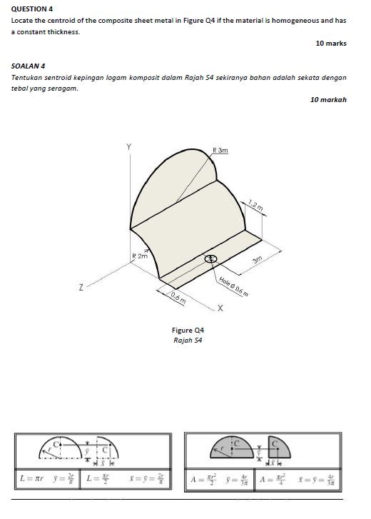 Solved QUESTION 4 Locate the centroid of the composite sheet | Chegg.com