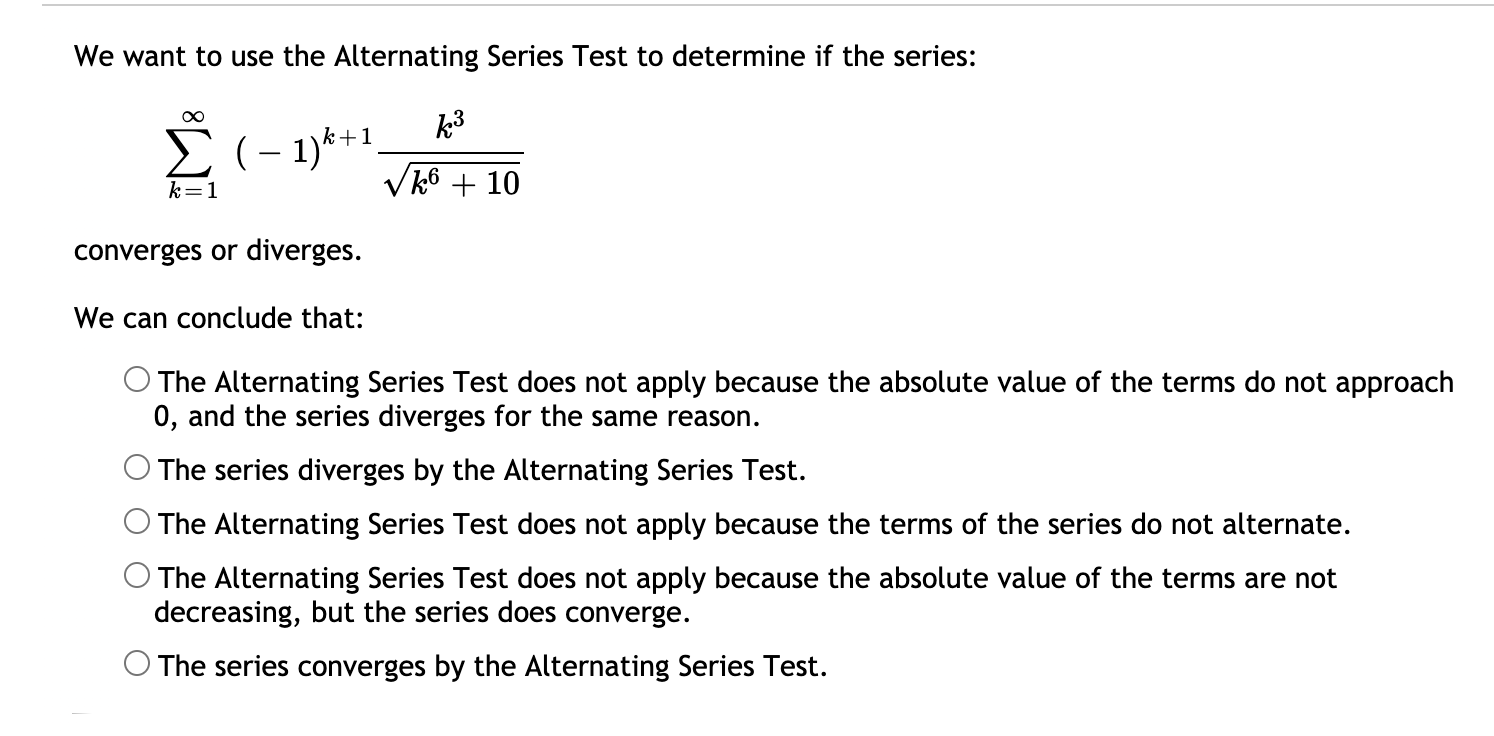 Solved The Divergence Test for infinite series (also called | Chegg.com