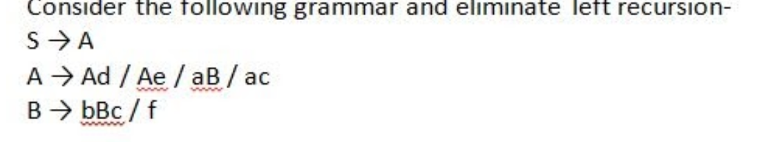 Solved Consider the following grammar and eliminate left | Chegg.com