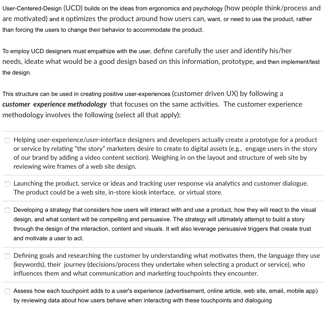 Solved User-Centered-Design (UCD) builds on the ideas from | Chegg.com