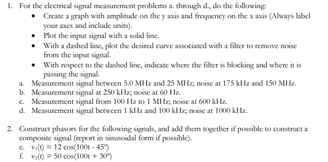 Solved 1. For the electrical signal measurement problems a. | Chegg.com