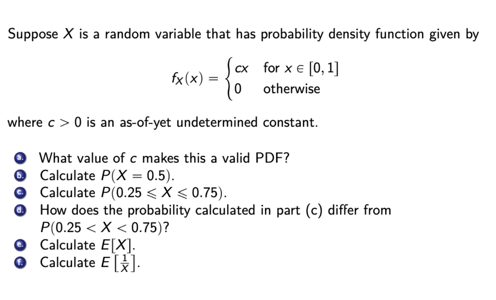 Suppose x ﻿is a random variable that has probability | Chegg.com
