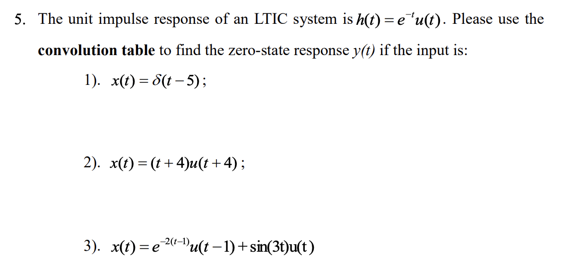 Solved 5. The unit impulse response of an LTIC system is | Chegg.com