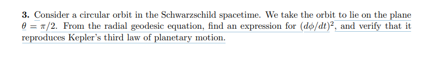 Solved I need the radial geodesic equation, find the | Chegg.com