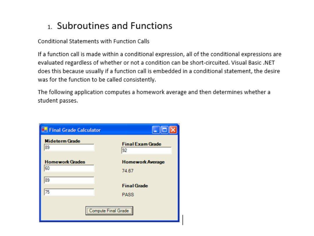 Solved 1. Subroutines and Functions Conditional Statements | Chegg.com