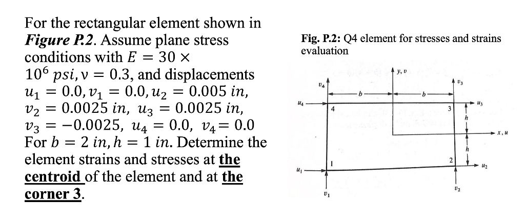 Fig. P.2: Q4 element for stresses and strains | Chegg.com
