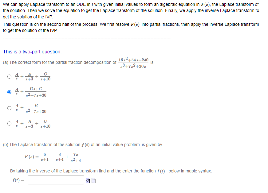 Solved We can apply Laplace transform to an ODE in t with | Chegg.com