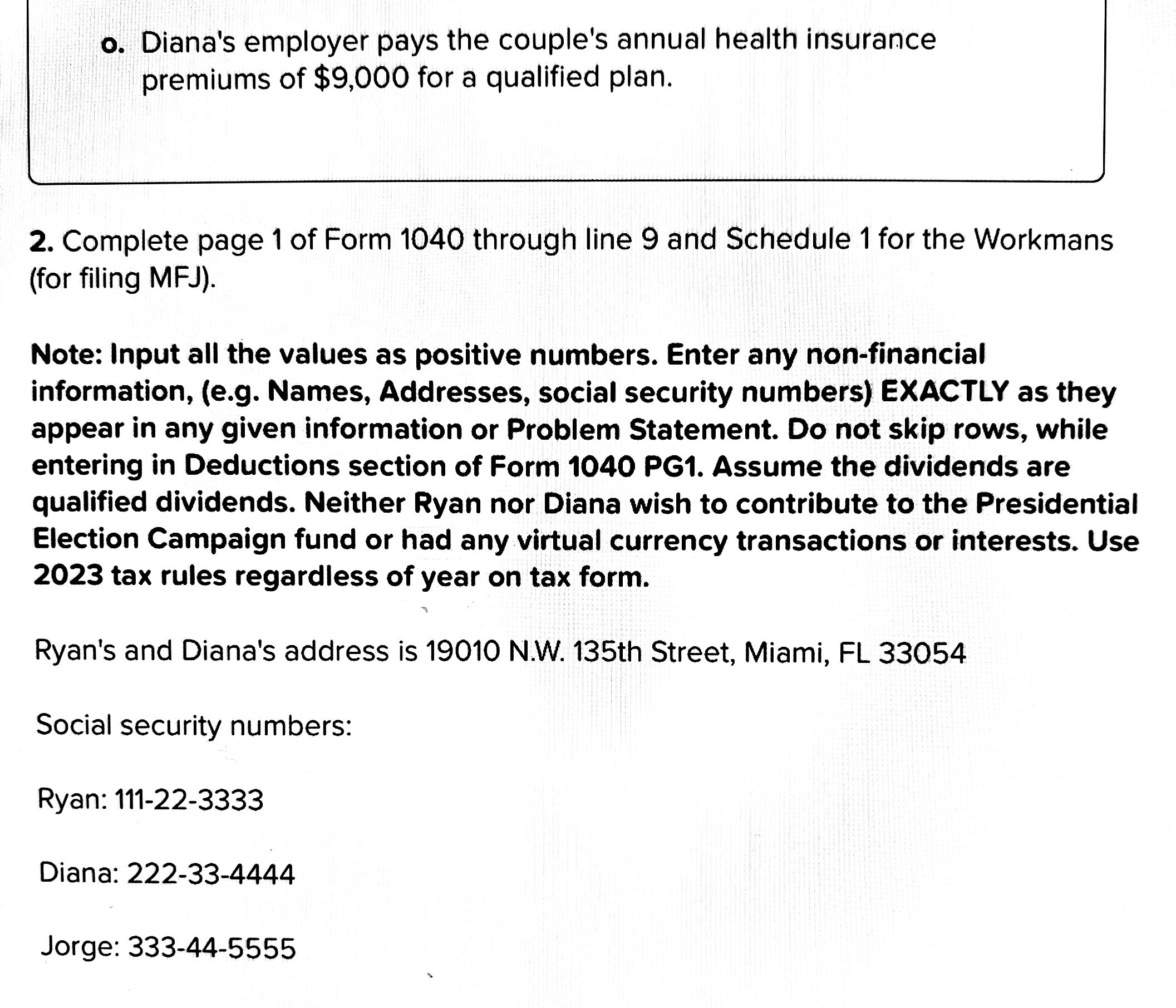Solved Diana and Ryan Workman were married on January 1 of | Chegg.com