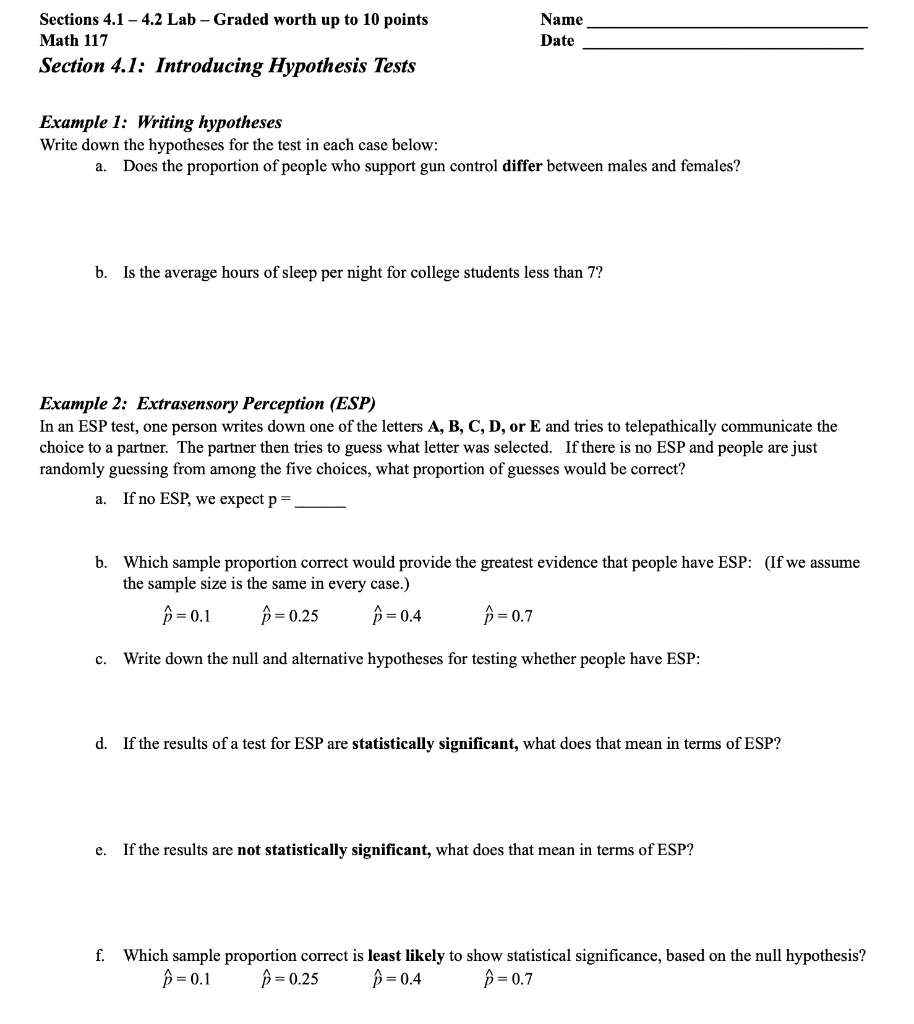 Sections 4.1 - 4.2 Lab - Graded worth up to 10 points | Chegg.com