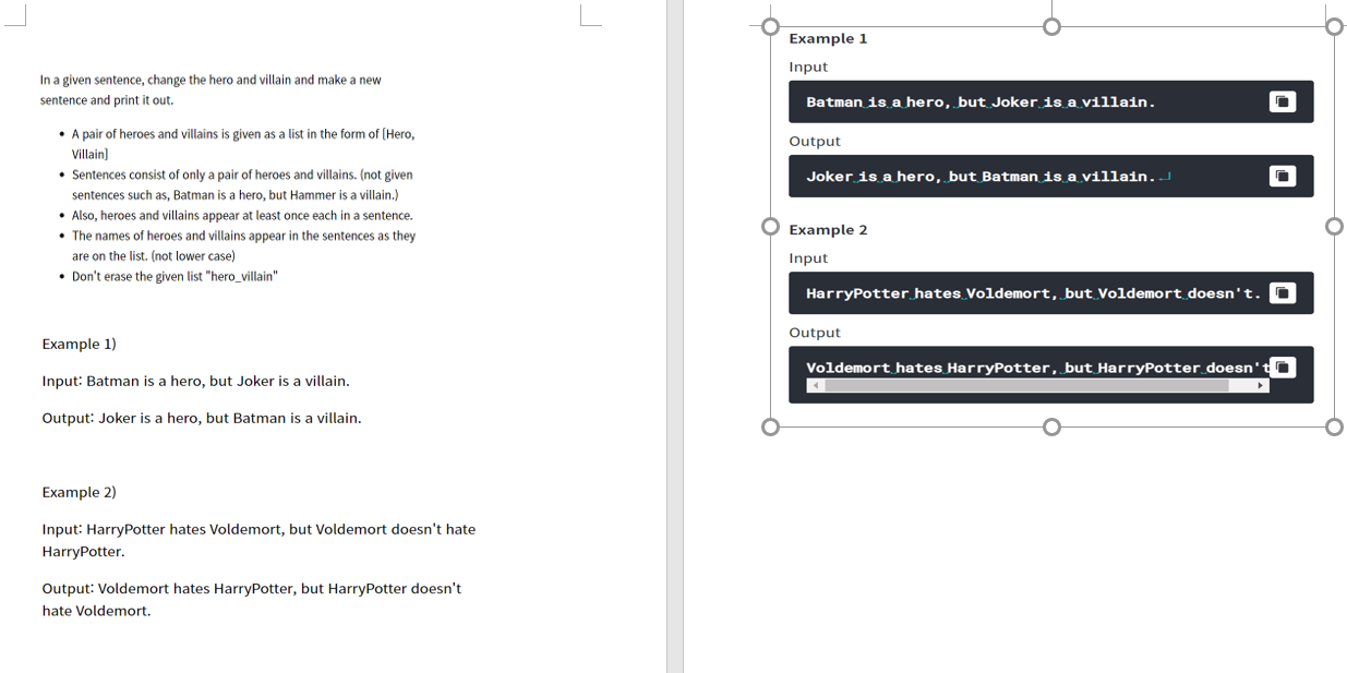 Solved Example 1 Input In a given sentence, change the hero | Chegg.com