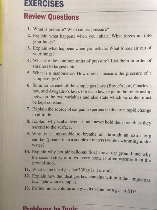 Solved EXERCISES Review Questions 1. What is pressure? What | Chegg.com