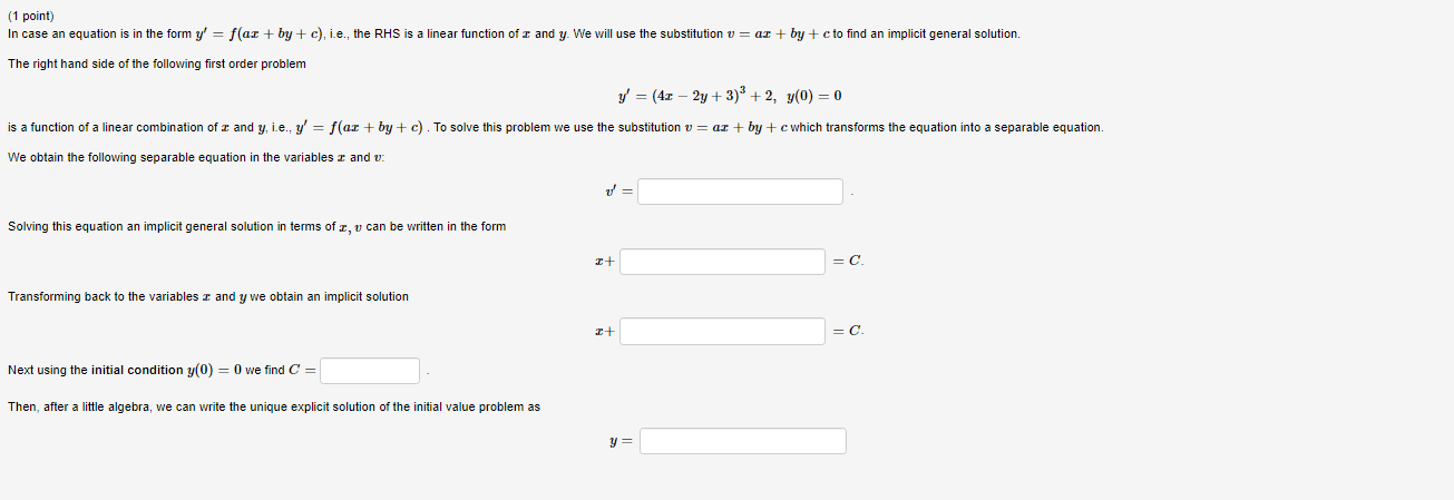 Solved (1 point) In case an equation is in the form | Chegg.com
