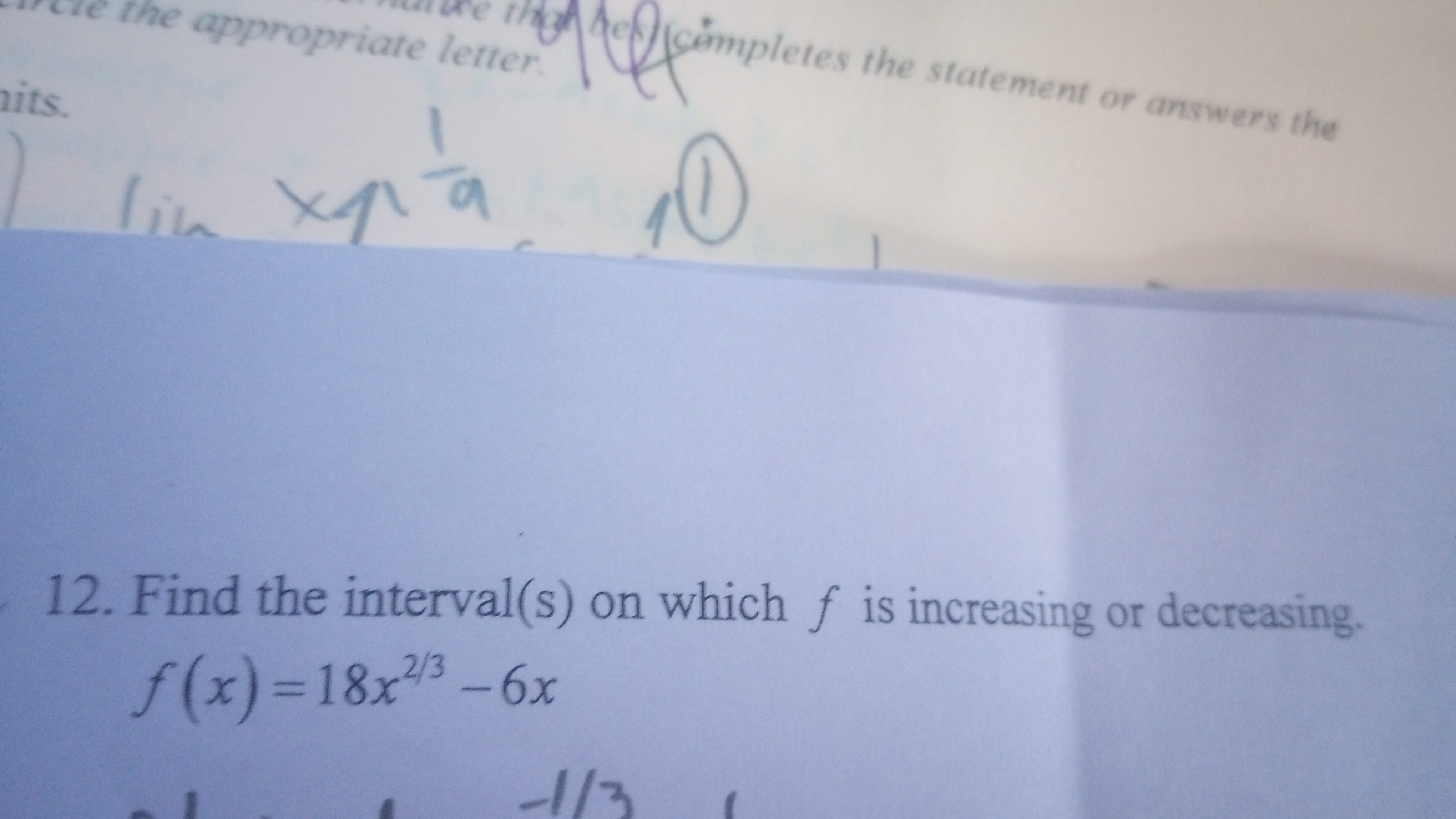 Solved 12. Find the interval(s) on which f is increasing or | Chegg.com