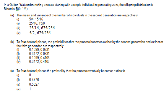 Solved In a Galton-Watson branching process starting with a | Chegg.com